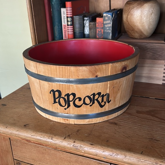 Vintage | Accents | Vintage Rustic Wooden Popcorn Bucket With Metal ...